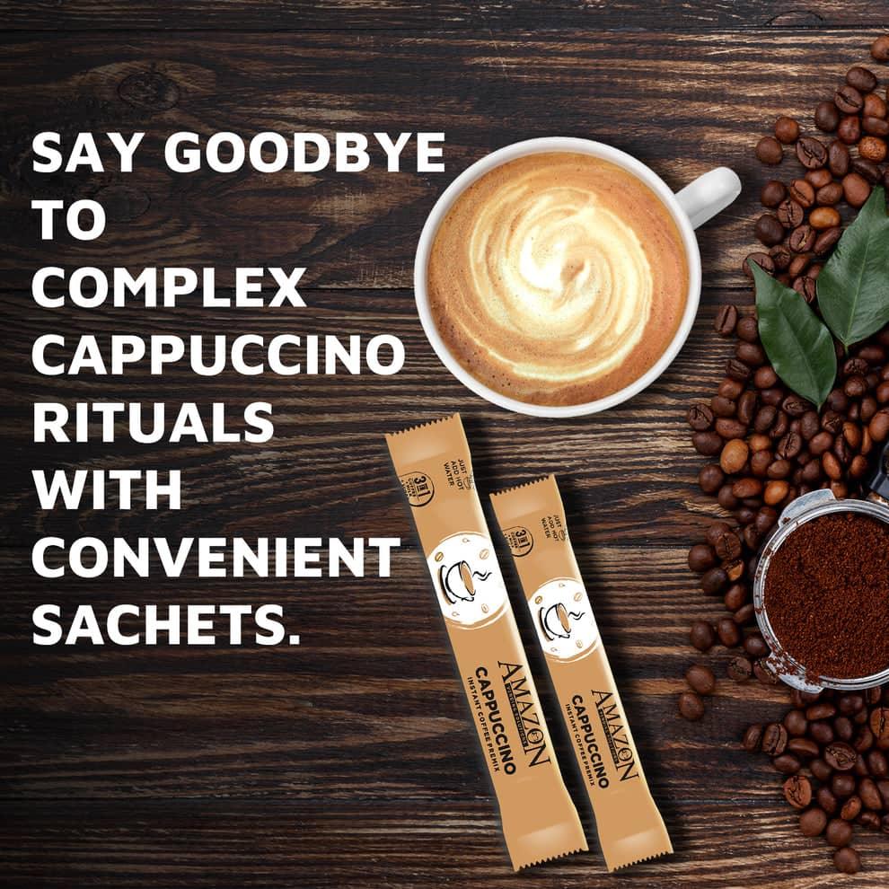AMAZON 3-IN-1 CAPPUCCINO COFFEE 20 Sachets Travel-Friendly Pack ...